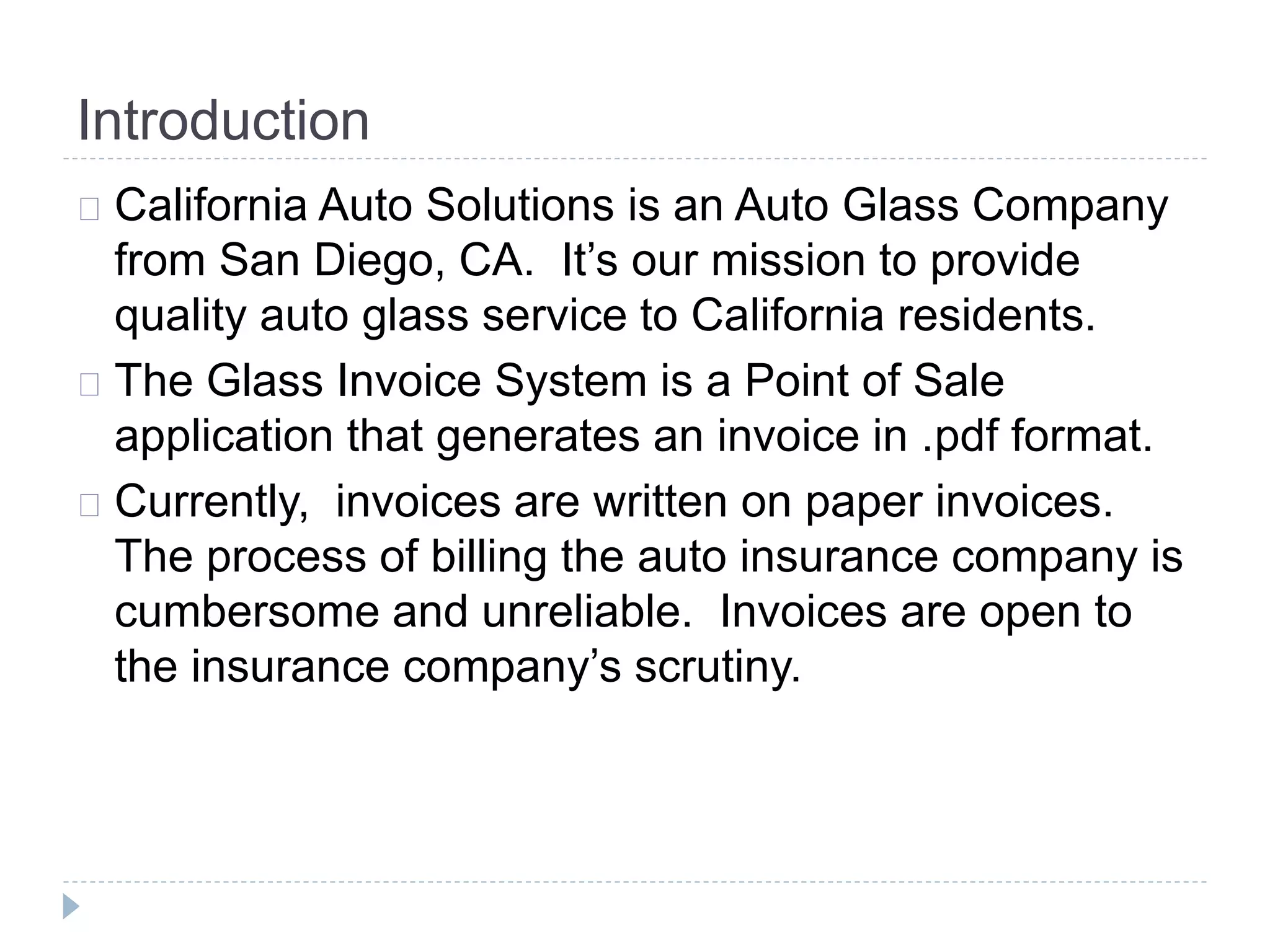 Glass invoice system | PPTX | Computing | Technology & Computing
