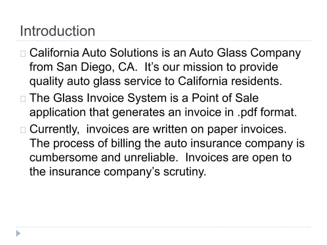Glass invoice system | PPTX | Computing | Technology & Computing