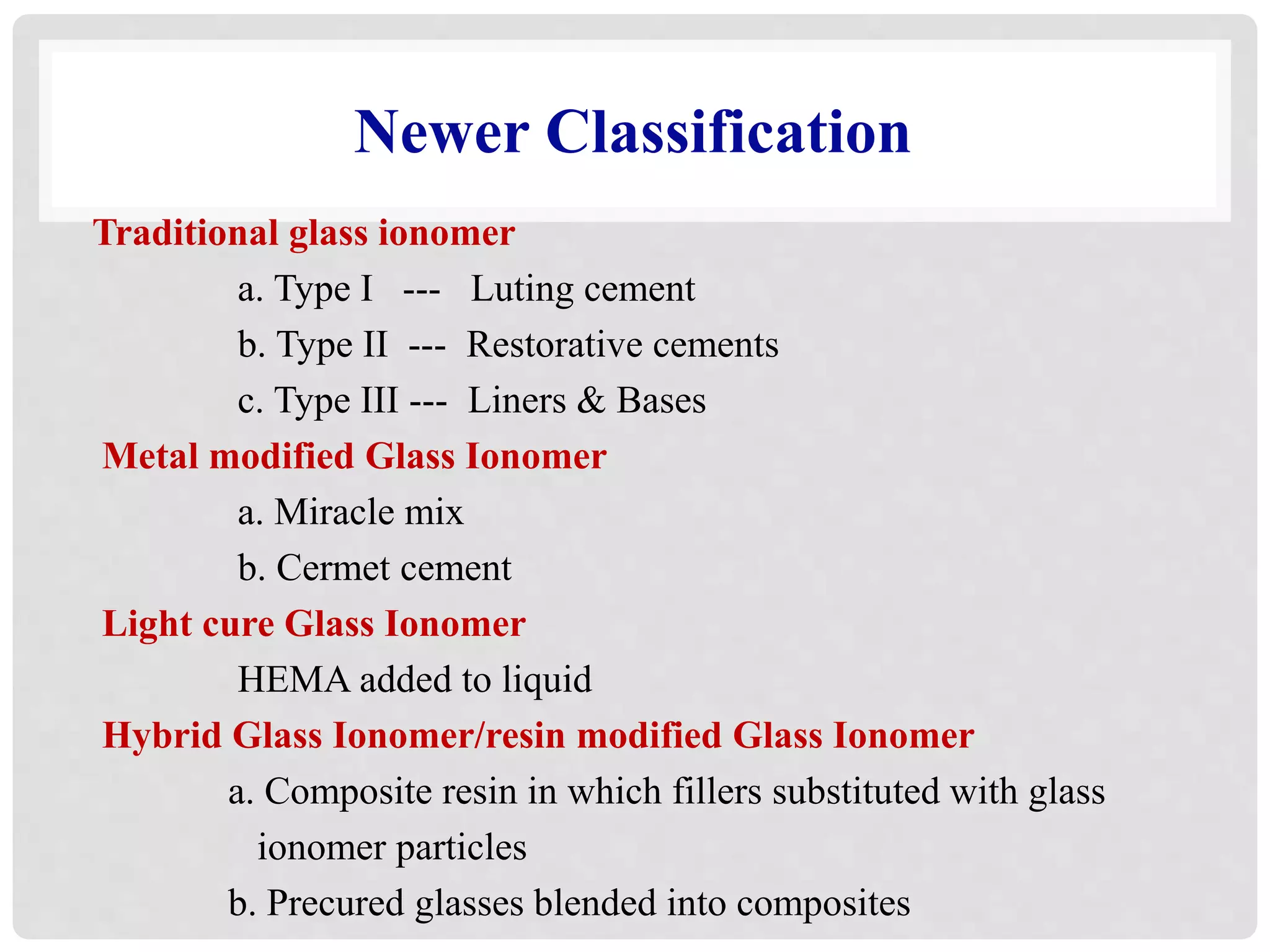 Glass ionomer cement | PPTX | Chemistry | Science