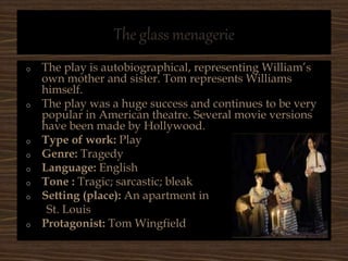 Glass nenagerie compelete play by Tennessee Williams | PPTX