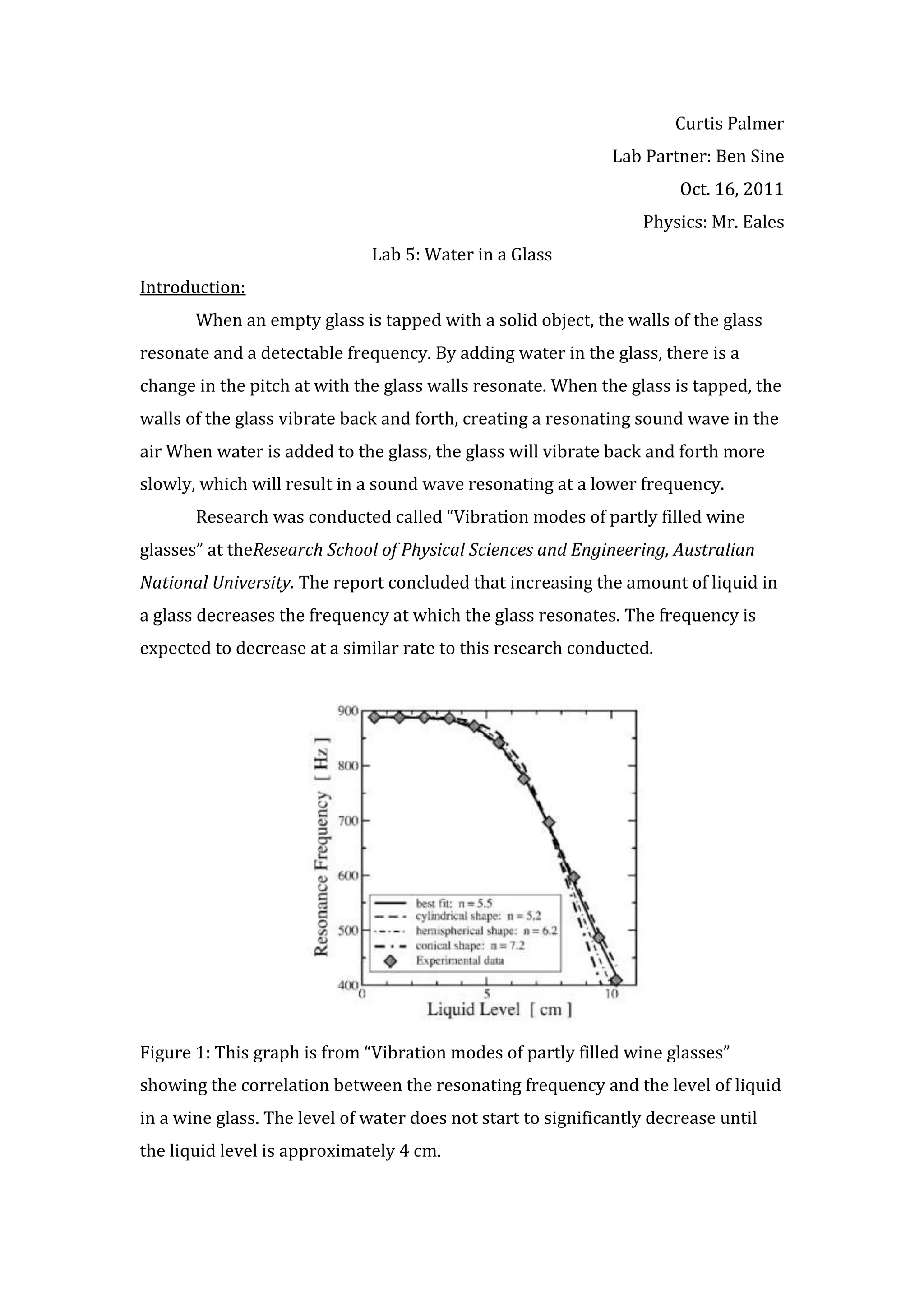 Glass Tapping Lab Report Curtis | DOCX
