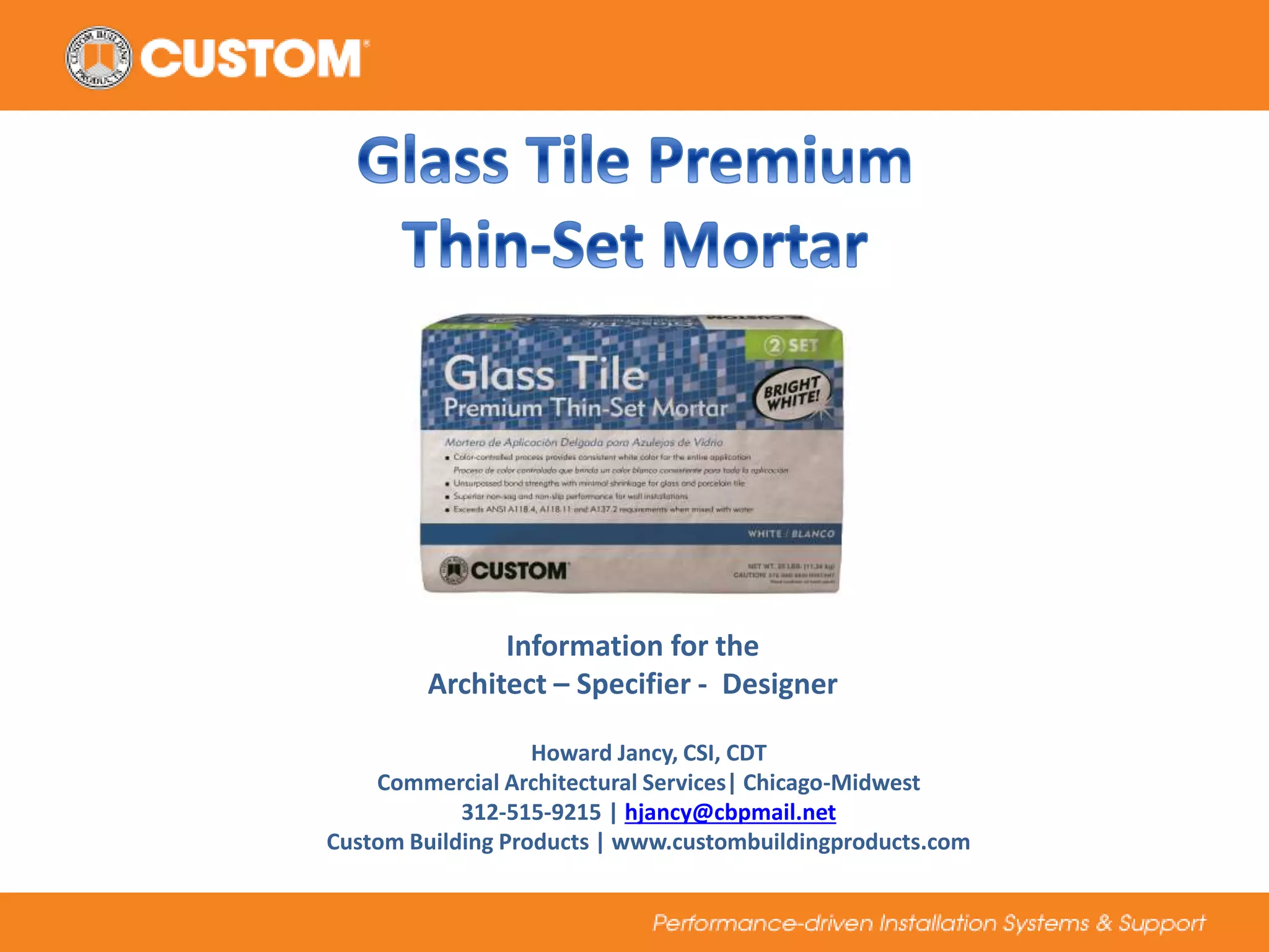Glass Tile Thin-Set Mortar | PPTX