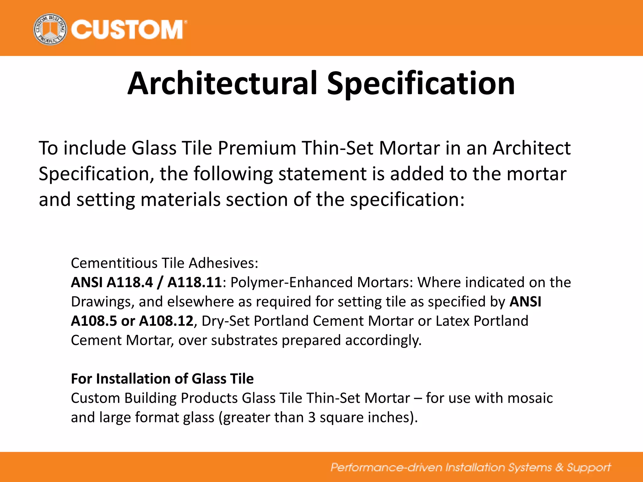 Glass Tile Thin-Set Mortar | PPT