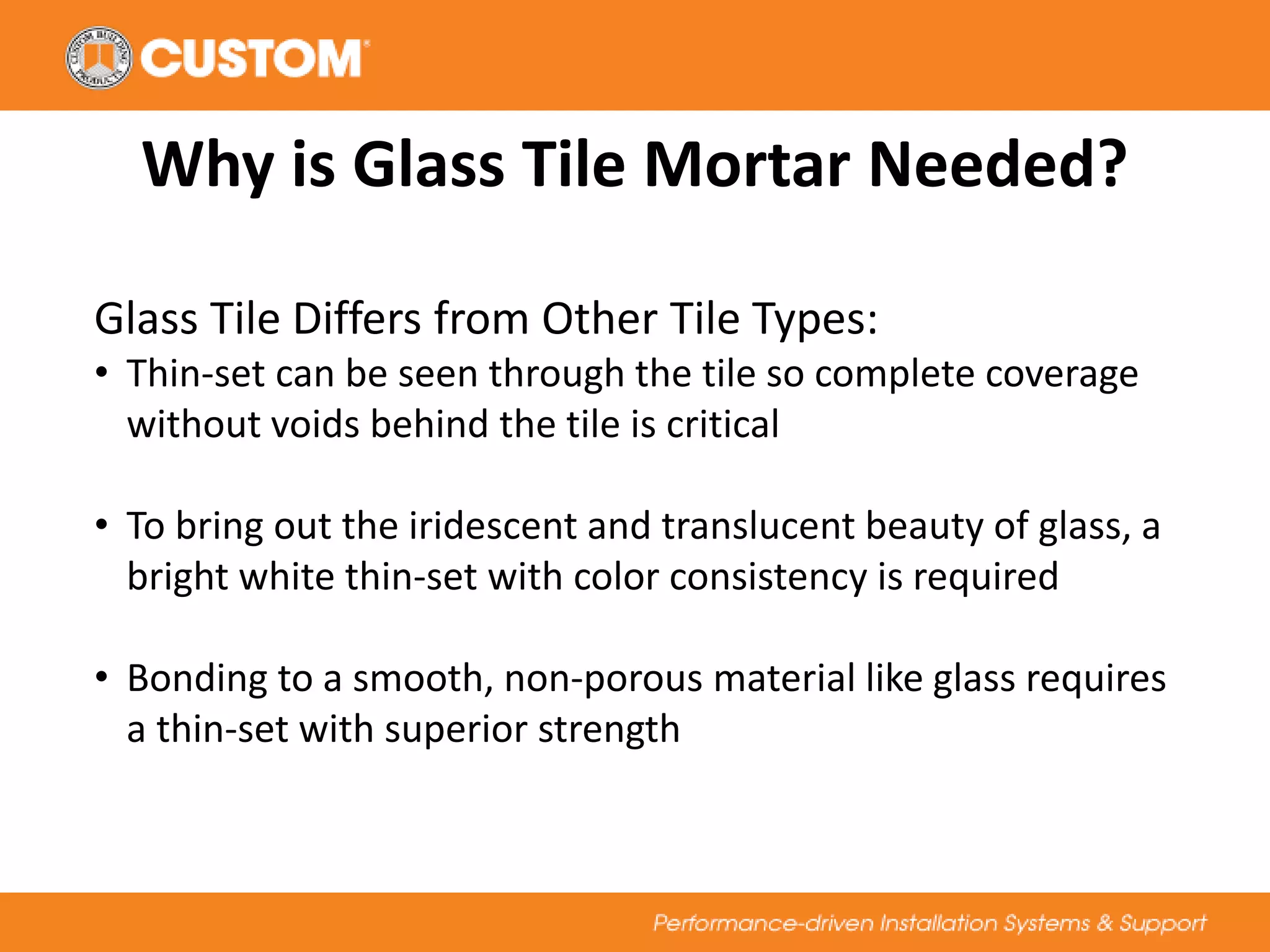 Glass Tile Thin-Set Mortar | PPTX | Home Improvement | Home & Garden