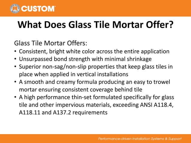 Glass Tile Thin-Set Mortar | PPTX | Home Improvement | Home & Garden