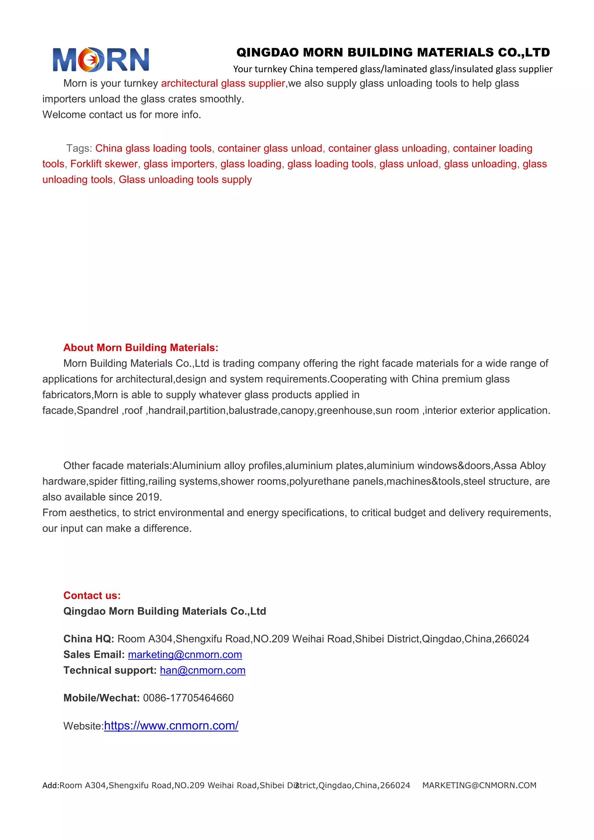 Glass unloading tools supply forklift skewer | PDF