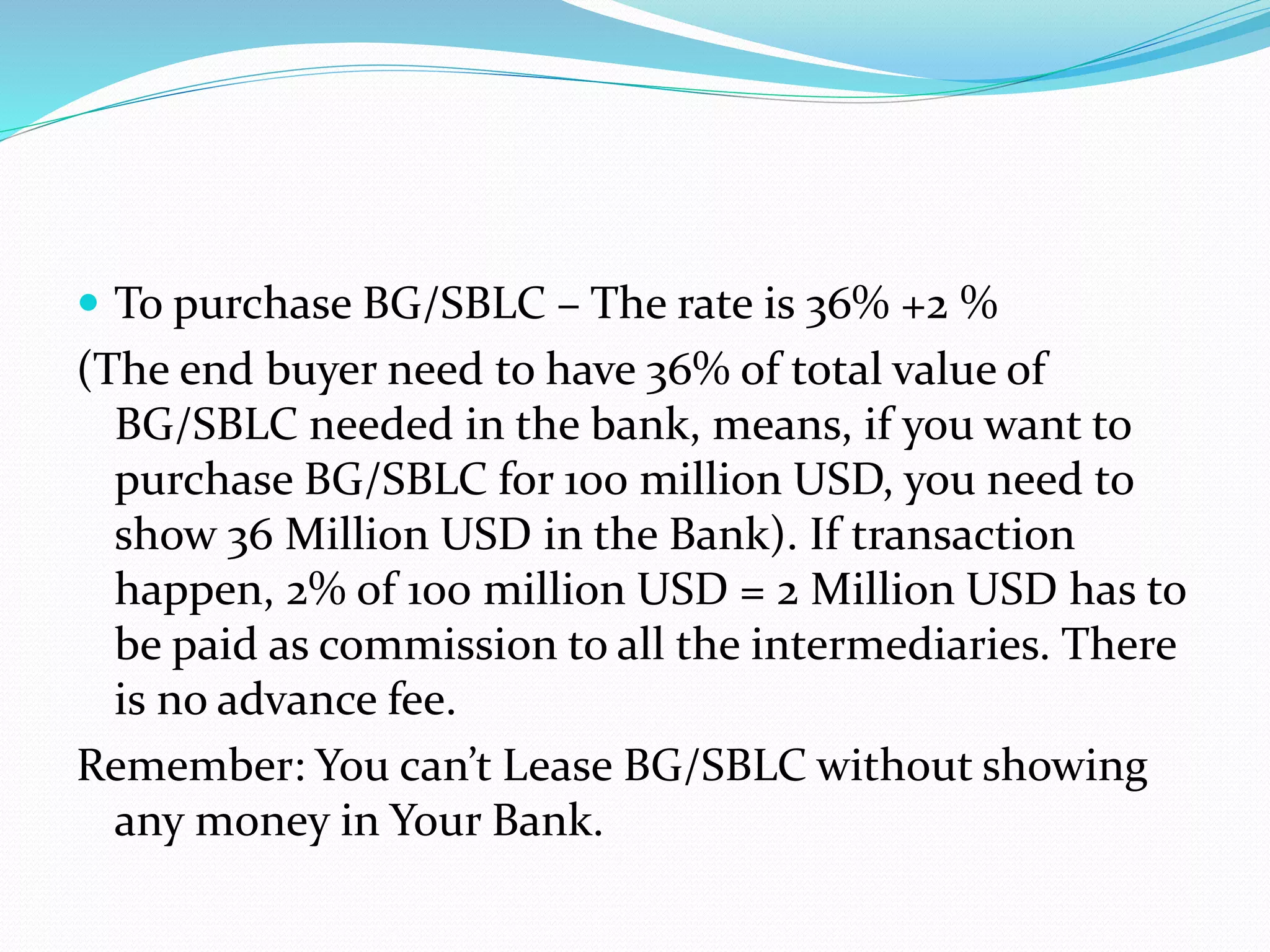 BG/SBLC for LEASE purchase | PPT