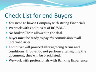 BG/SBLC for LEASE purchase | PPT