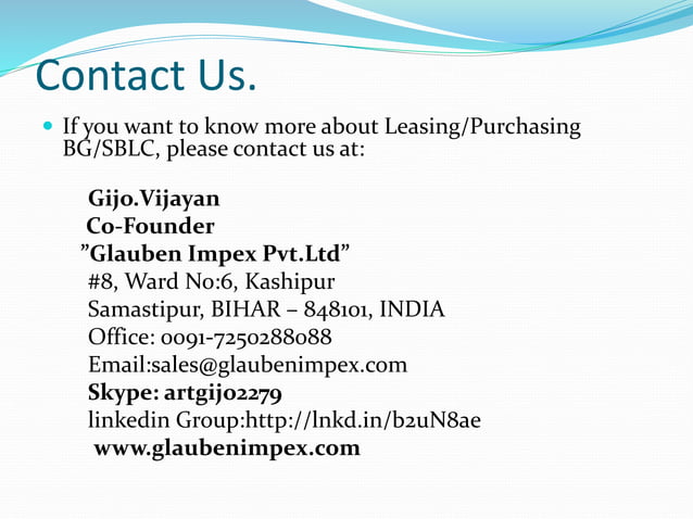 BG/SBLC for LEASE purchase | PPT