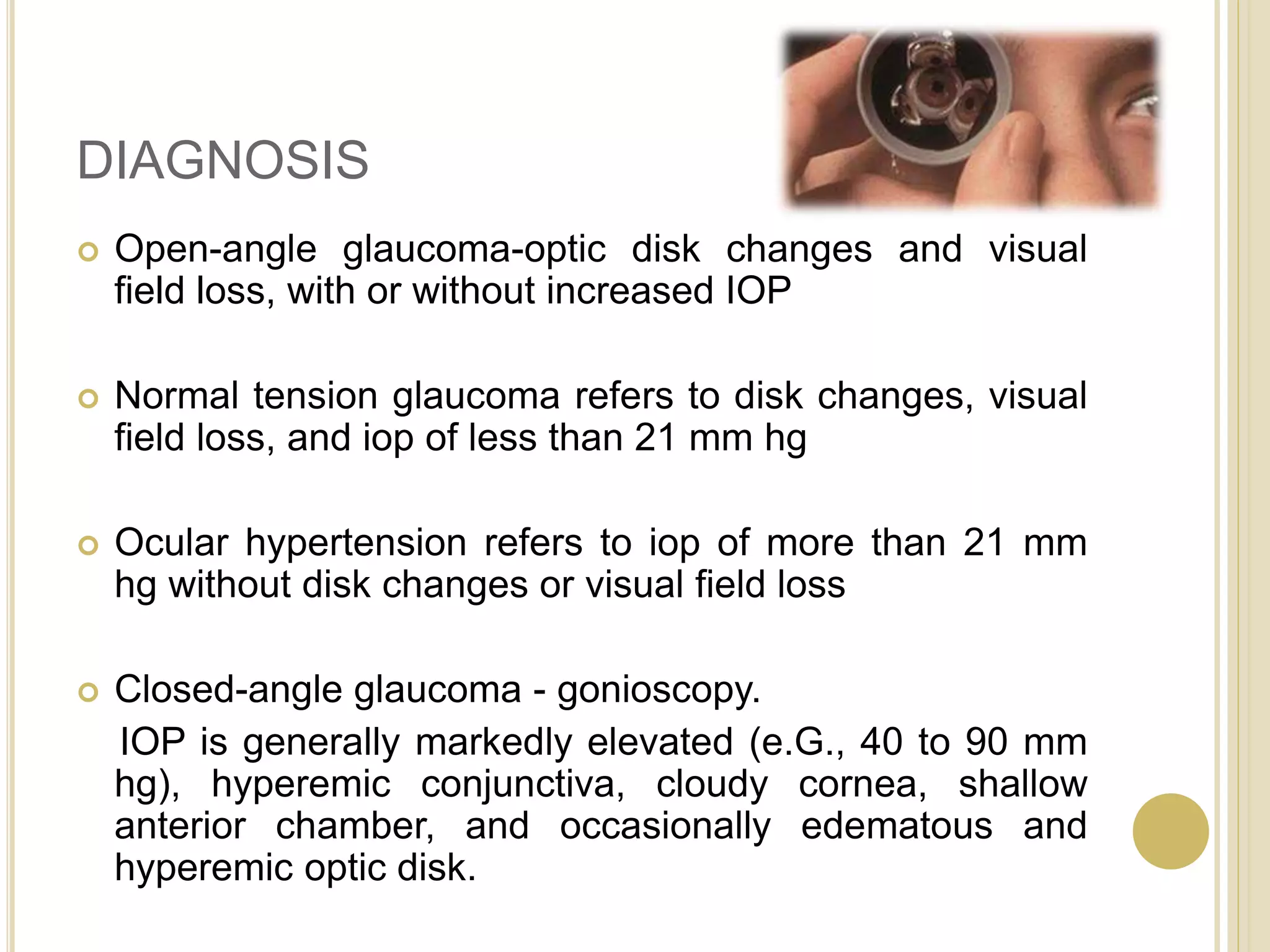 Glaucoma types, Pathogenesis, Diagnosis and Treatment | PPTX