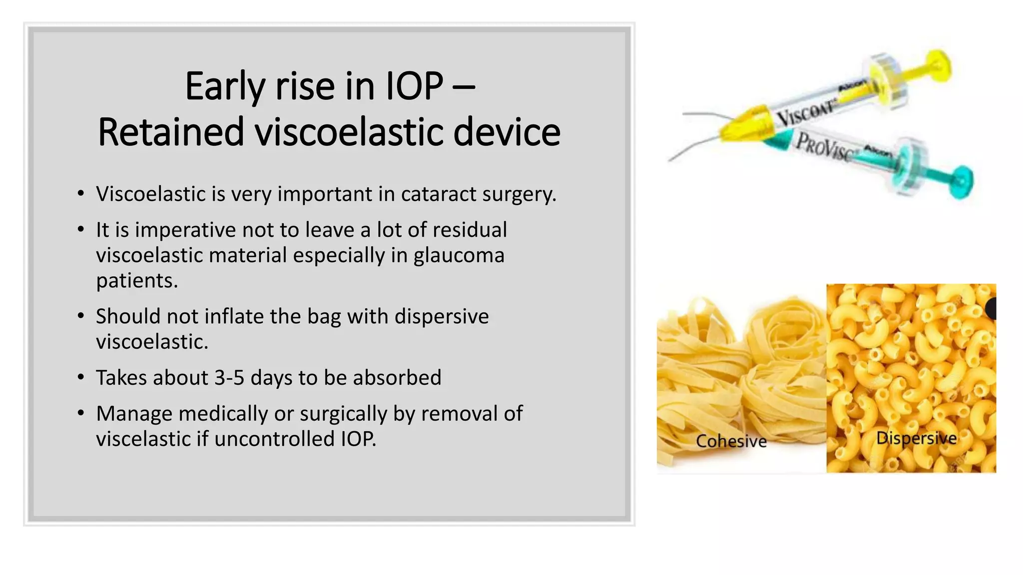 Glaucoma post cataract extraction, vitreoretinal surgery, keratoplasty ...