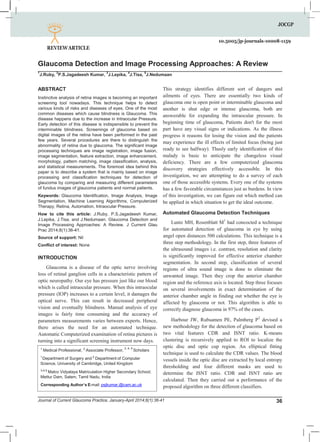 Glaucoma Detection and Image Processing Approaches: A Review | PDF