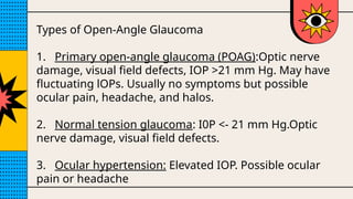Glaucoma - Types and Clinical symptoms. Ophthalmology | PPTX