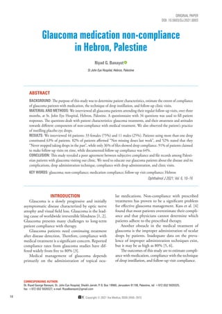 Glaucoma medication non-compliance in Palestinian patients at SJEH ...