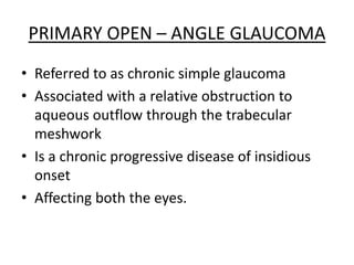 Glaucoma Definition, Introduction, Etiology, Epidemiology, Clinical ...