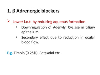 Pharmacotherapy of Primary open angle glaucoma. | PPTX