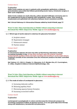 Glaucoma previous year questions | PDF
