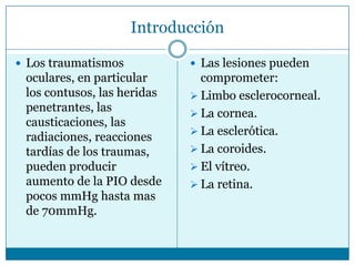 Glaucomas de origen traumatico | PPTX