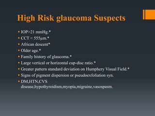Glaucoma suspects and normal pressure glaucoma | PPTX