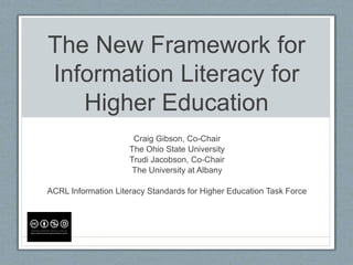 The New Framework for Information Literacy for Higher Education | PPTX