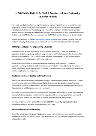 Is GLBITM the Right Fit for You? A Genuine Look into Engineering ...