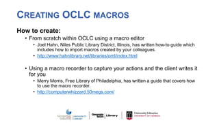 OCLC Connexion Client Efficiency Tools | PPT