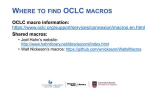 OCLC Connexion Client Efficiency Tools | PPT