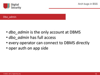 Gleb Cherbov - DBO Hacking — arch bugs in BSS | PPT