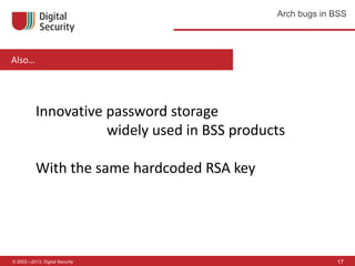 Gleb Cherbov - DBO Hacking — arch bugs in BSS | PPT