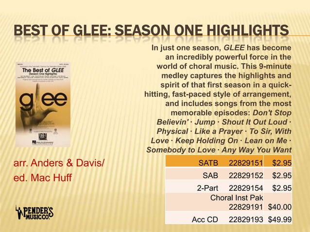 GLEE | Choral Sheet Music from the Fox TV Series | PPT