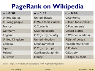 Ph.D. Defense: Models and Algorithms for PageRank sensitivity | PDF