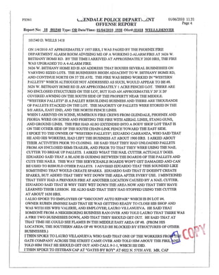 Glendale Wood Pallet Fire Police Report | PDF