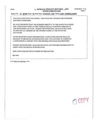 Glendale Wood Pallet Fire Police Report | PDF