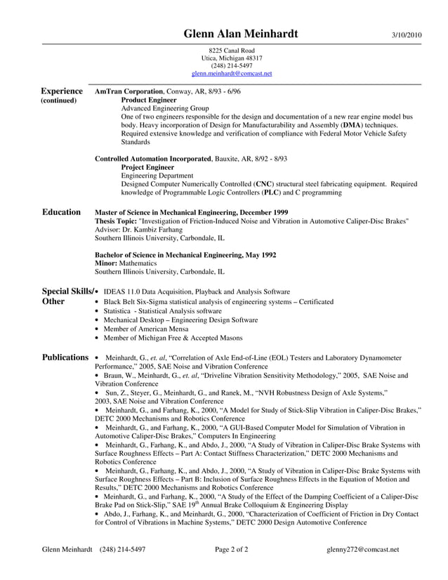 Glenn Alan Meinhardt Resume | PDF