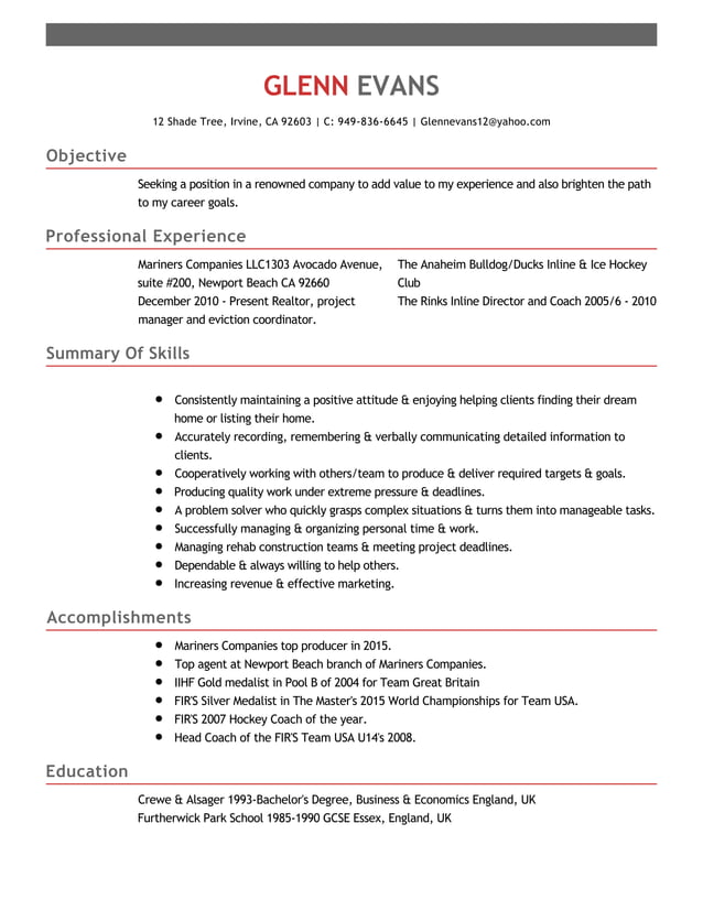 Glenn evans resume | PDF