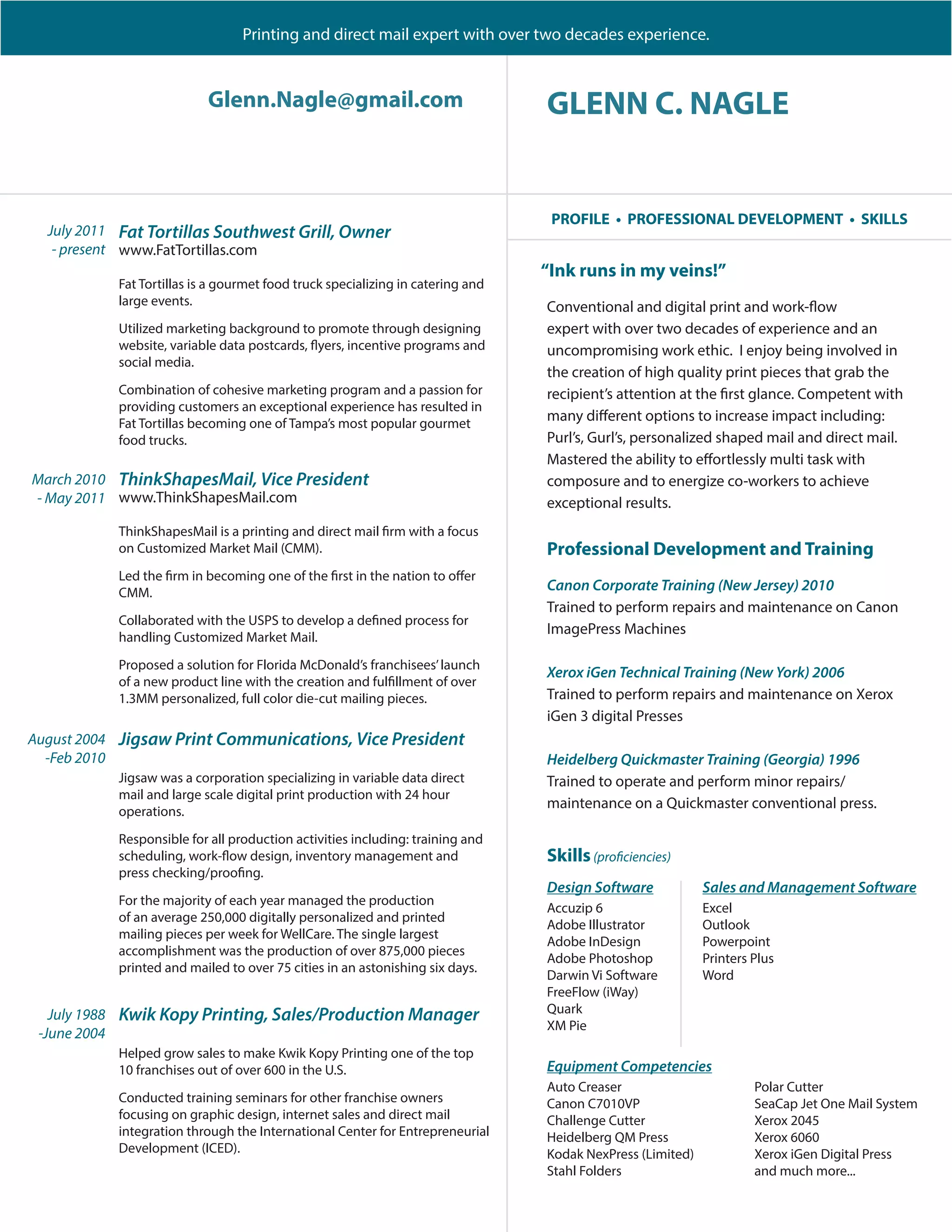 Glenn nagle resume | PDF | Technology & Computing