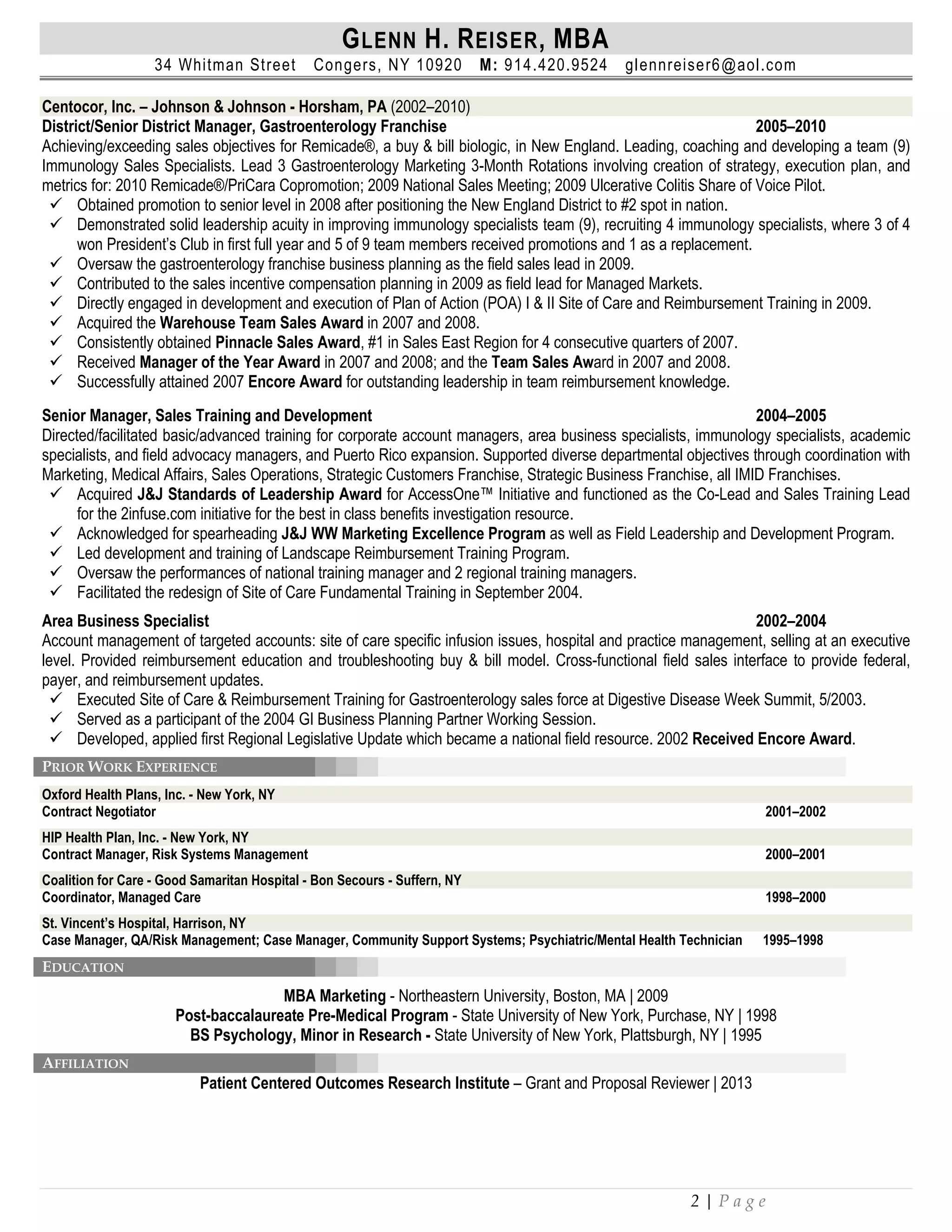 Glenn Reiser MBA Resume | PDF