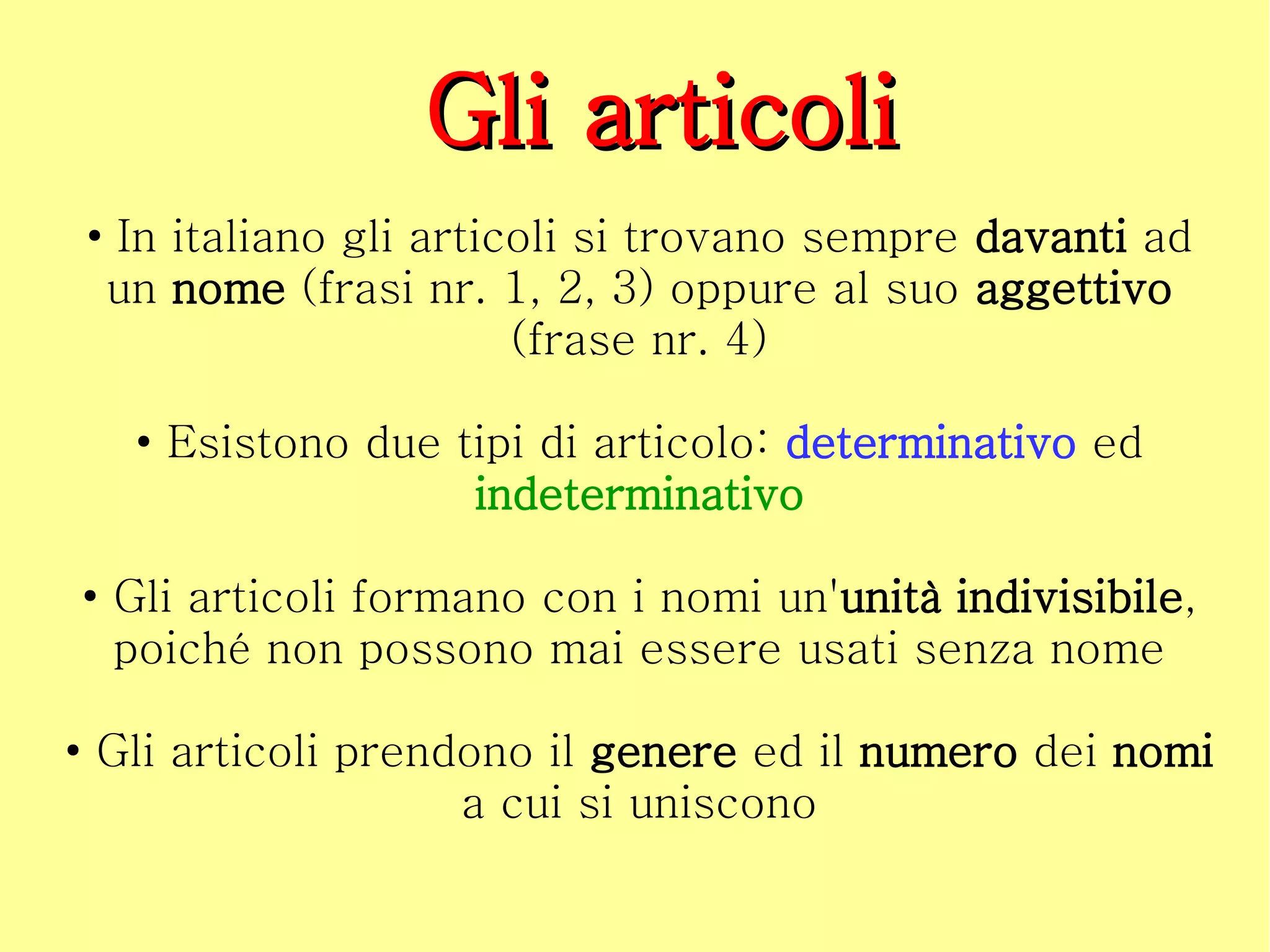 Gli articoli in italiano | PDF
