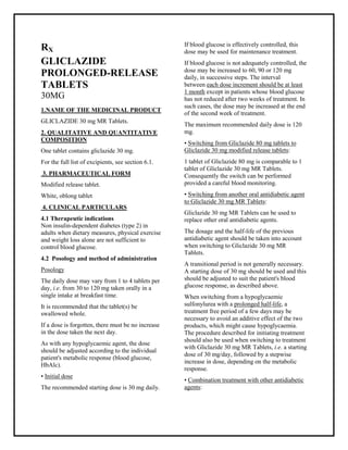 Gliclazide 30 mg mr tablets smpc taj pharmaceuticals | PDF