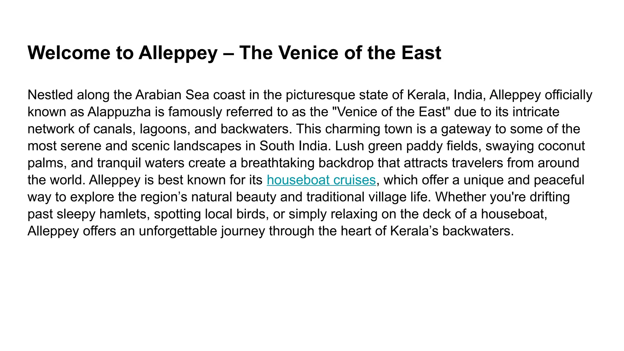 Glide Through Kerala_ Experience Houseboat Life in Alleppey.pptx