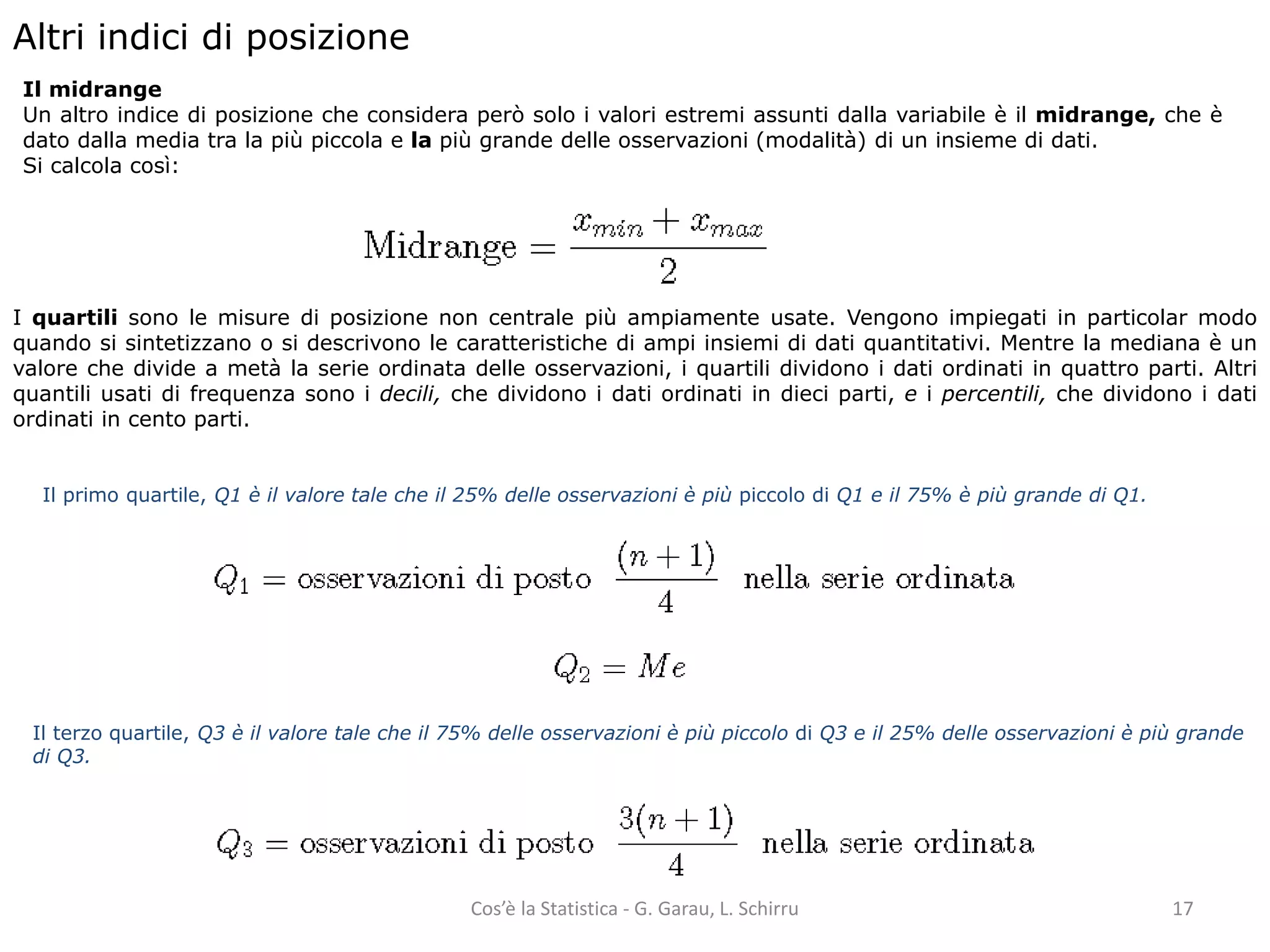 Gli indici di posizione | PPSX | Physics | Science