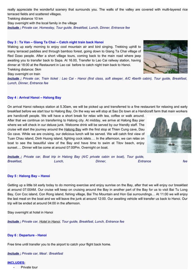 Glimpse Of Sapa And Halong Bay 6 Days 5 Nights | PDF