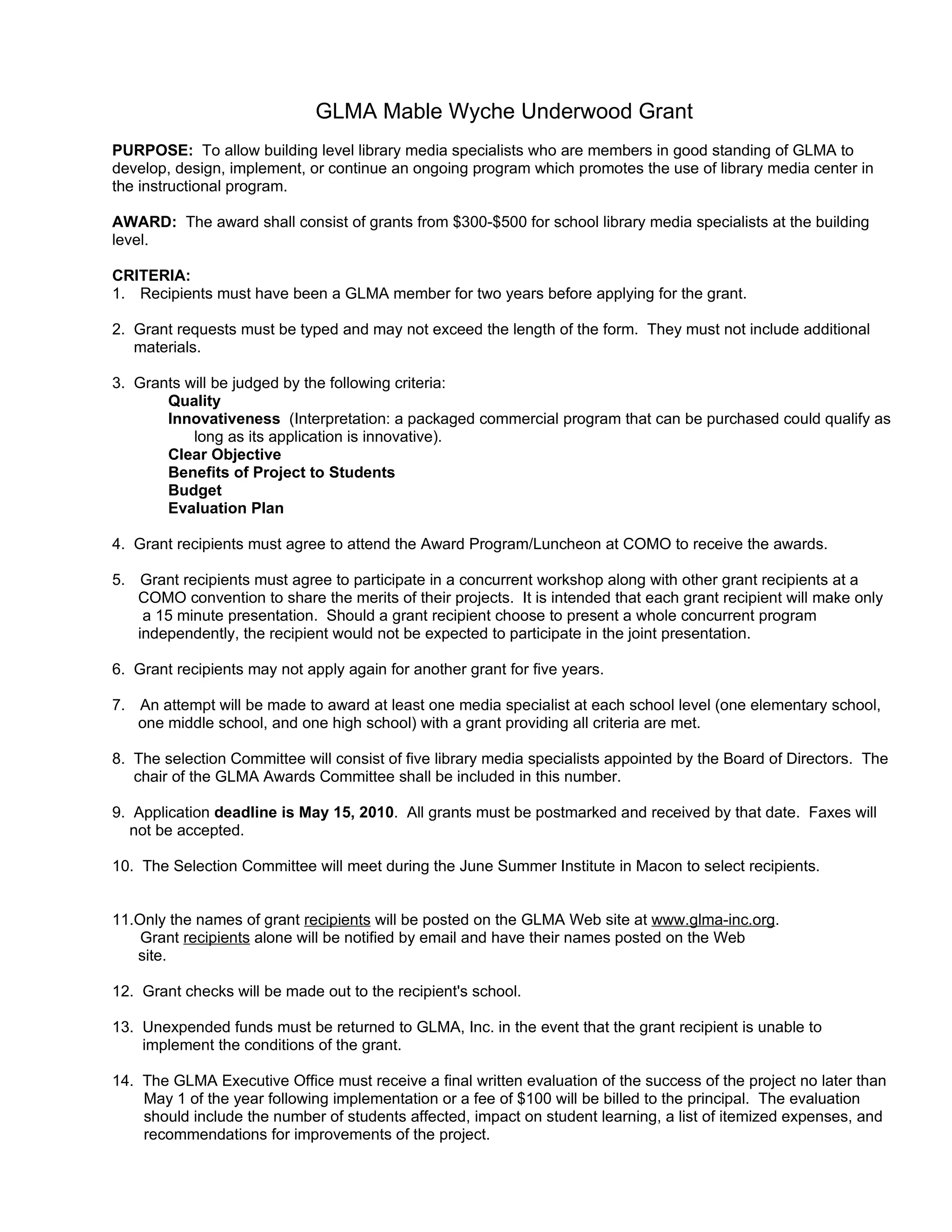 Glma grant 2010 modified | DOC
