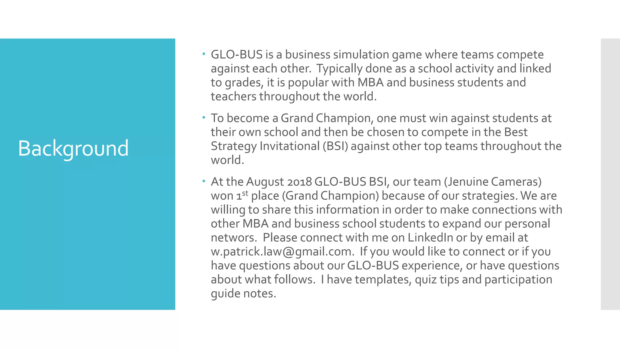Glo bus 2018 grand champion tips 2018-10-09 how to win GLO-BUS | PPTX