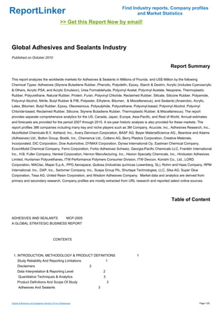 Global Adhesives and Sealants Industry | PDF