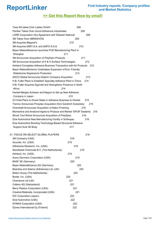 Global Adhesives and Sealants Industry | PDF