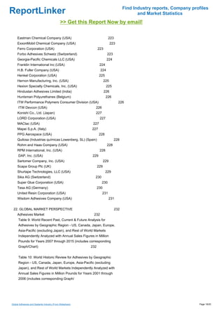 Global Adhesives and Sealants Industry | PDF