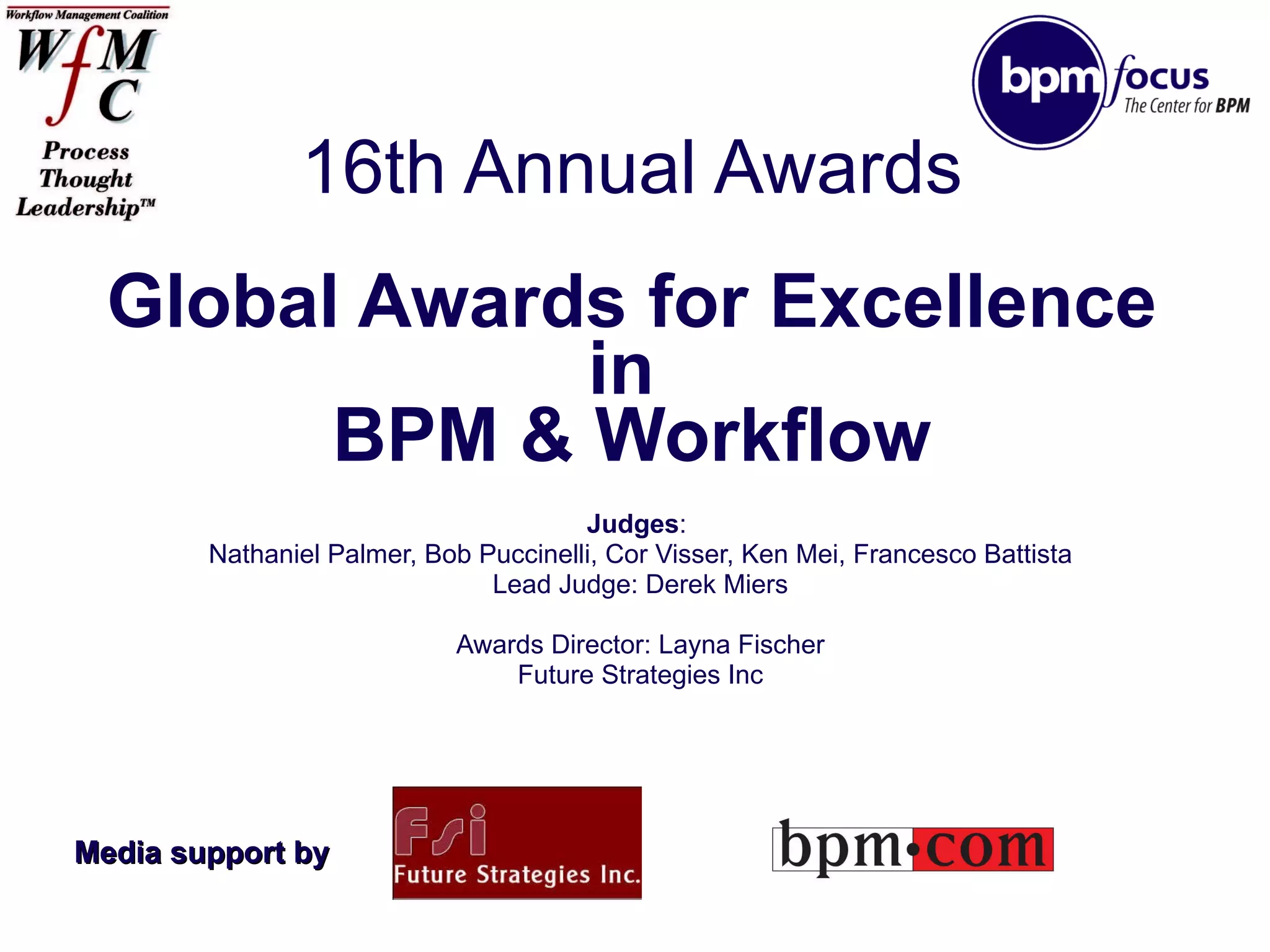 Global BPM and Workflow Awards 2009 | PPS | Events