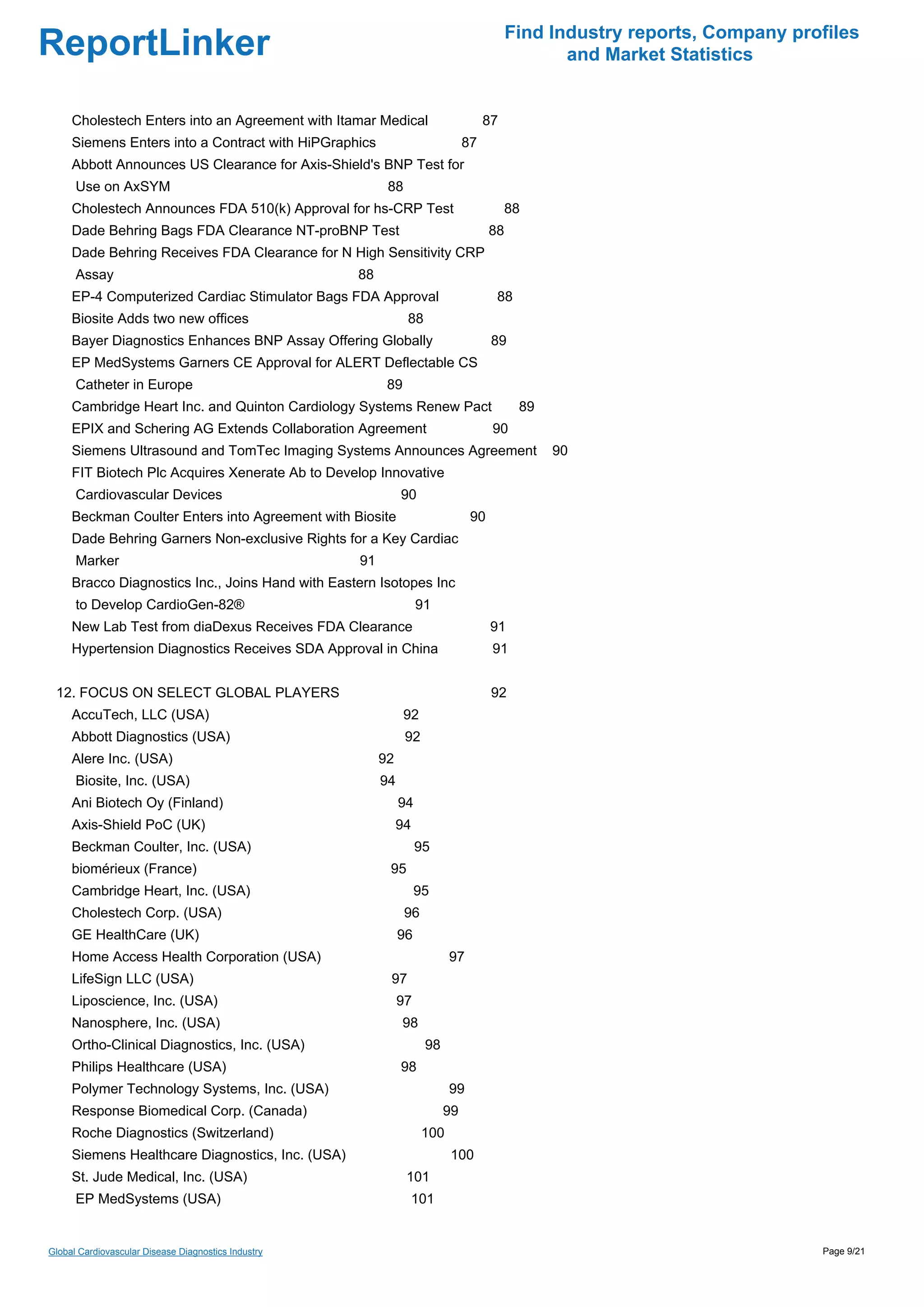 Global Cardiovascular Disease Diagnostics Industry | PDF