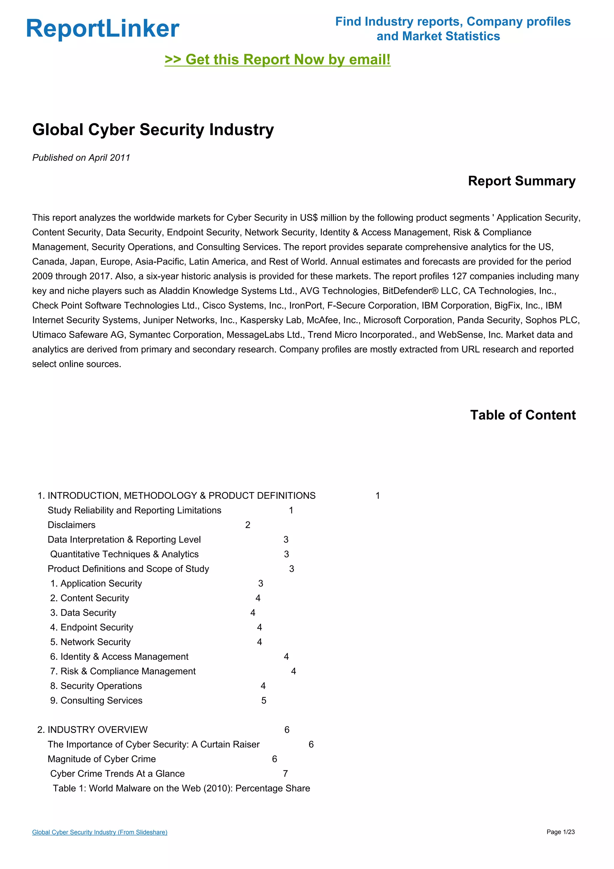 Global Cyber Security Industry | PDF
